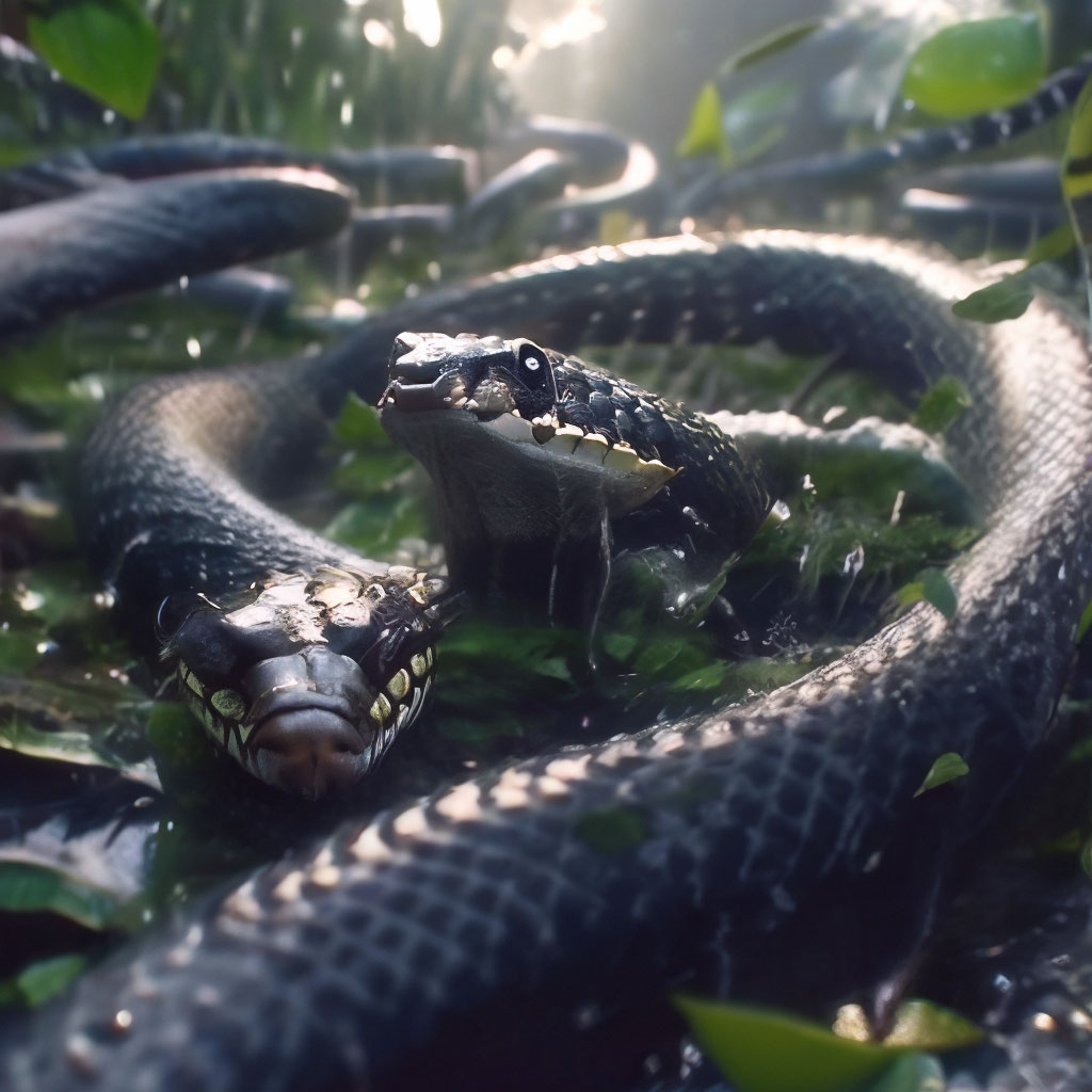 "A rain of snakes 8K" — image created in Shedevrum
