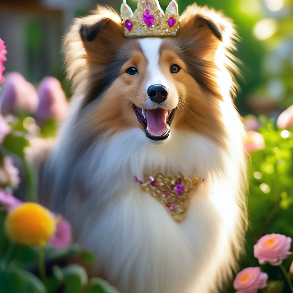 "Very realistic anthropomorphic sweet kind smiling😊 🤍 Sheltie stands ...