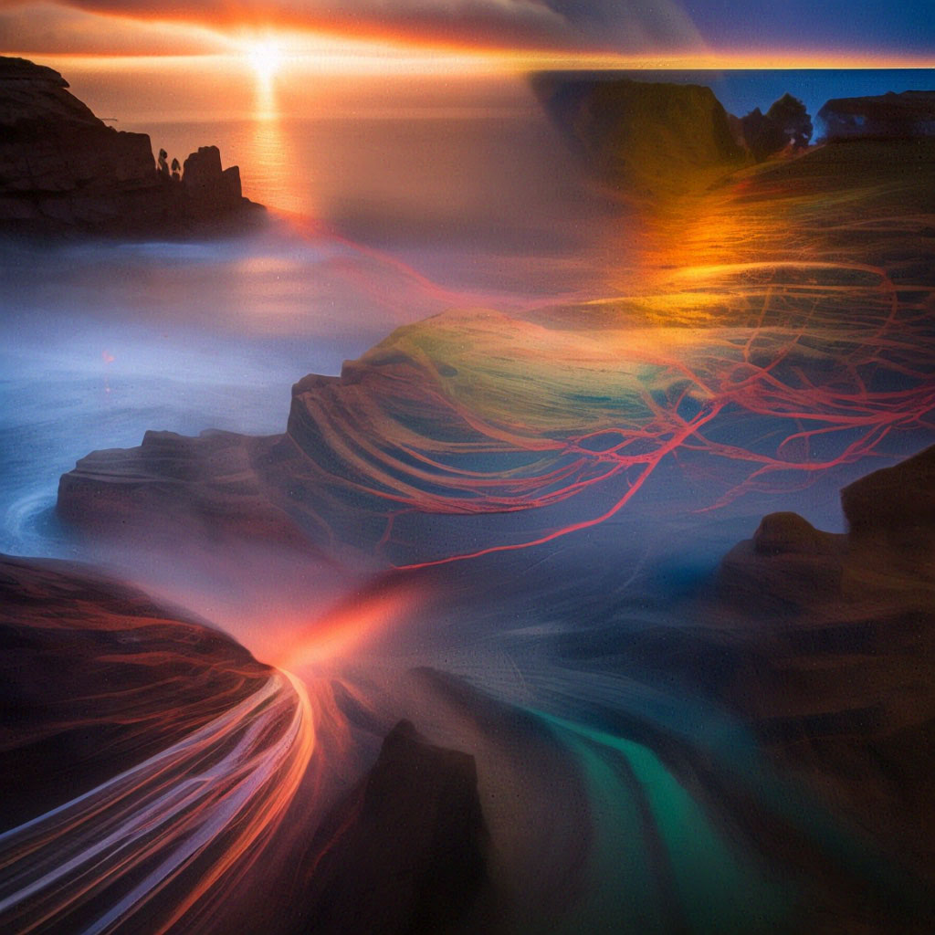 "Multi-exposure image overlay" — image created in Shedevrum