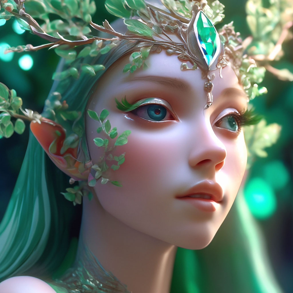"Elf, dream, beautiful lively eyes and eyelashes, realistic, filigree ...
