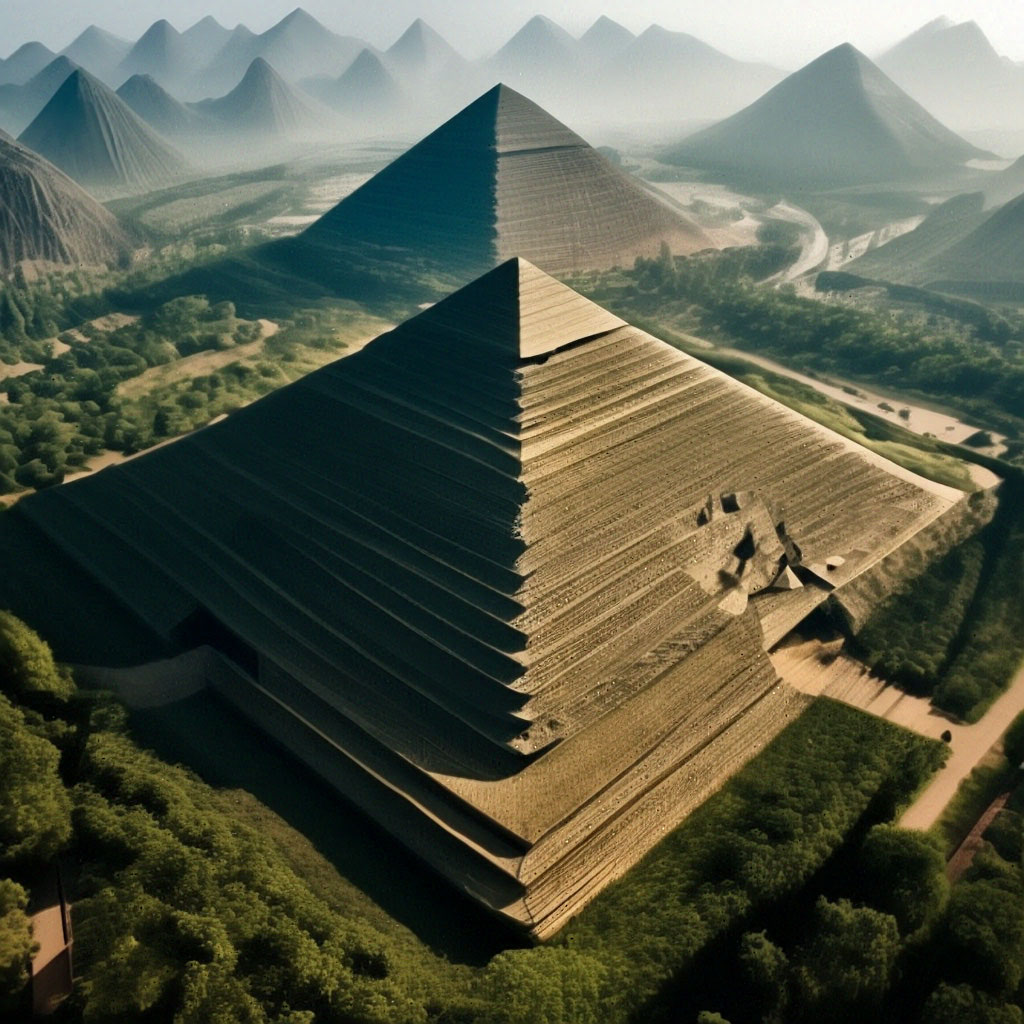 "Pyramids of China. view from above" — image created in Shedevrum