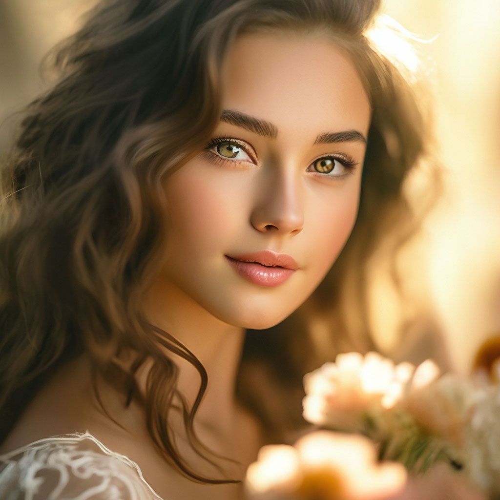 "Girl,charming,tenderness,soft fine lines, delicate tones, watercolor ...