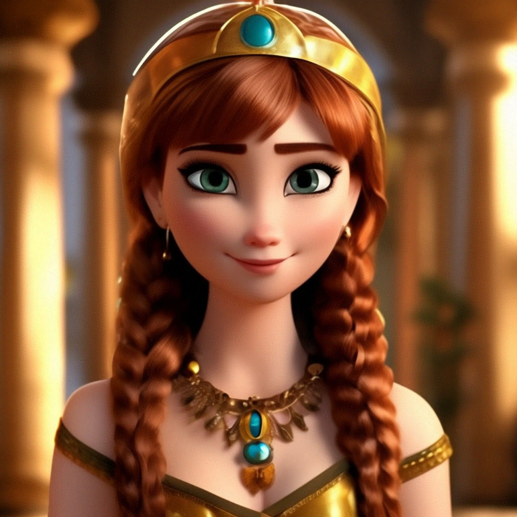 "Anna from Frozen as Cleopatra, Disney style, realistic" — image ...