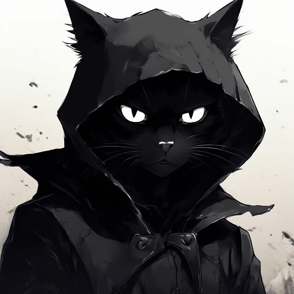 "The Black Assassin Cat is a brutal anime" — image created in Shedevrum