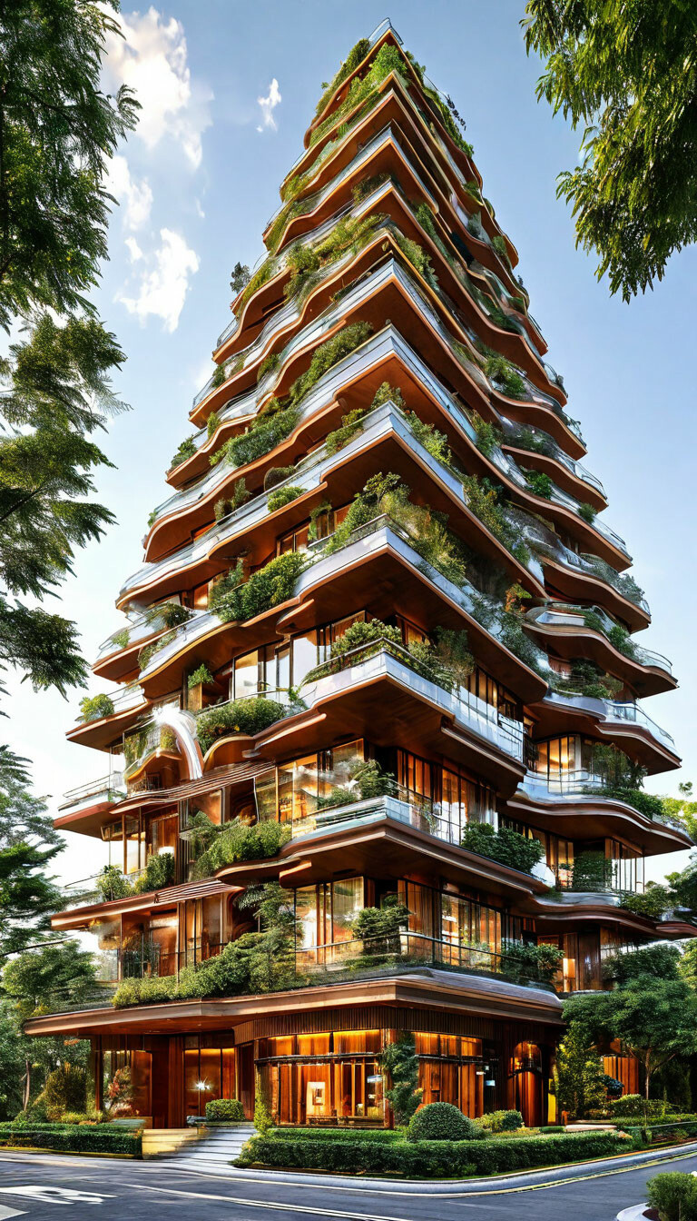 "A huge luxury luxury multi-storey apartment building, beautiful ...