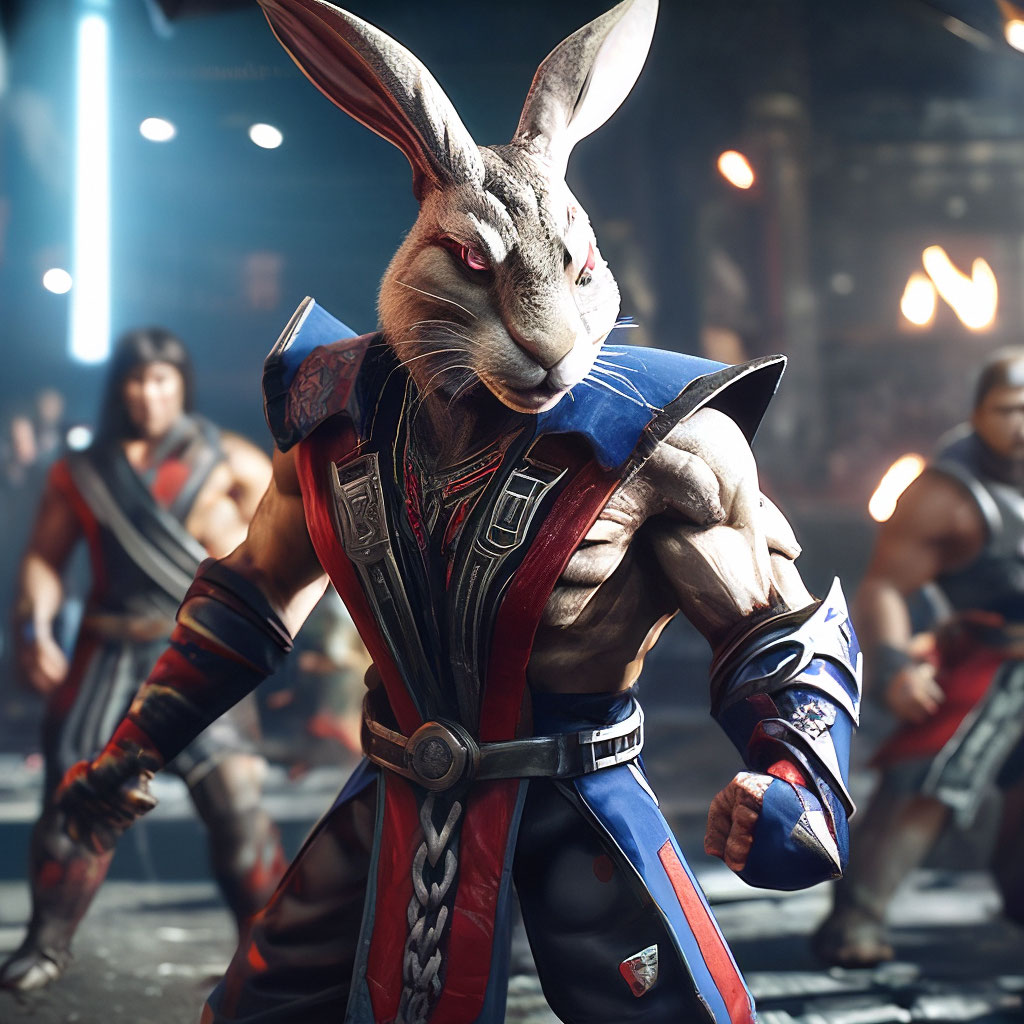 "Rabbit, but this is Mortal Kombat, in the style of Mortal Kombat ...