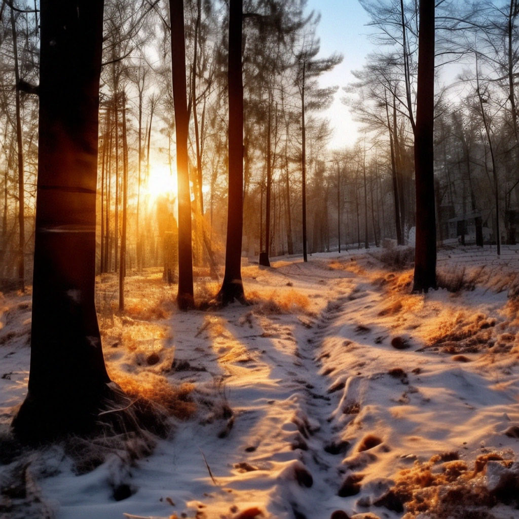 "Professional photo, winter, morning, forest, retro, UltraHD, long ...