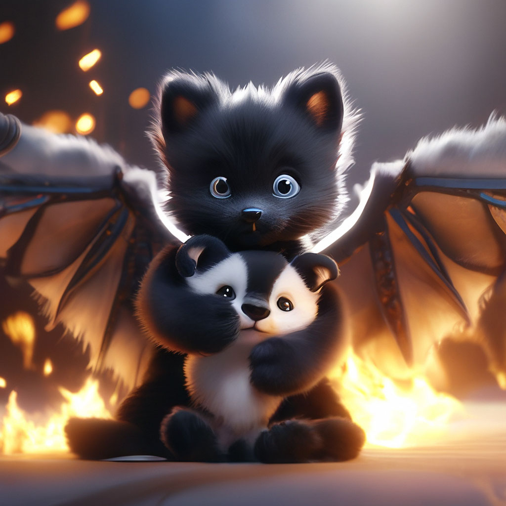 "🎁 for Mack Friends From @ Mryakula Black fluffy kitten with bat wings ...