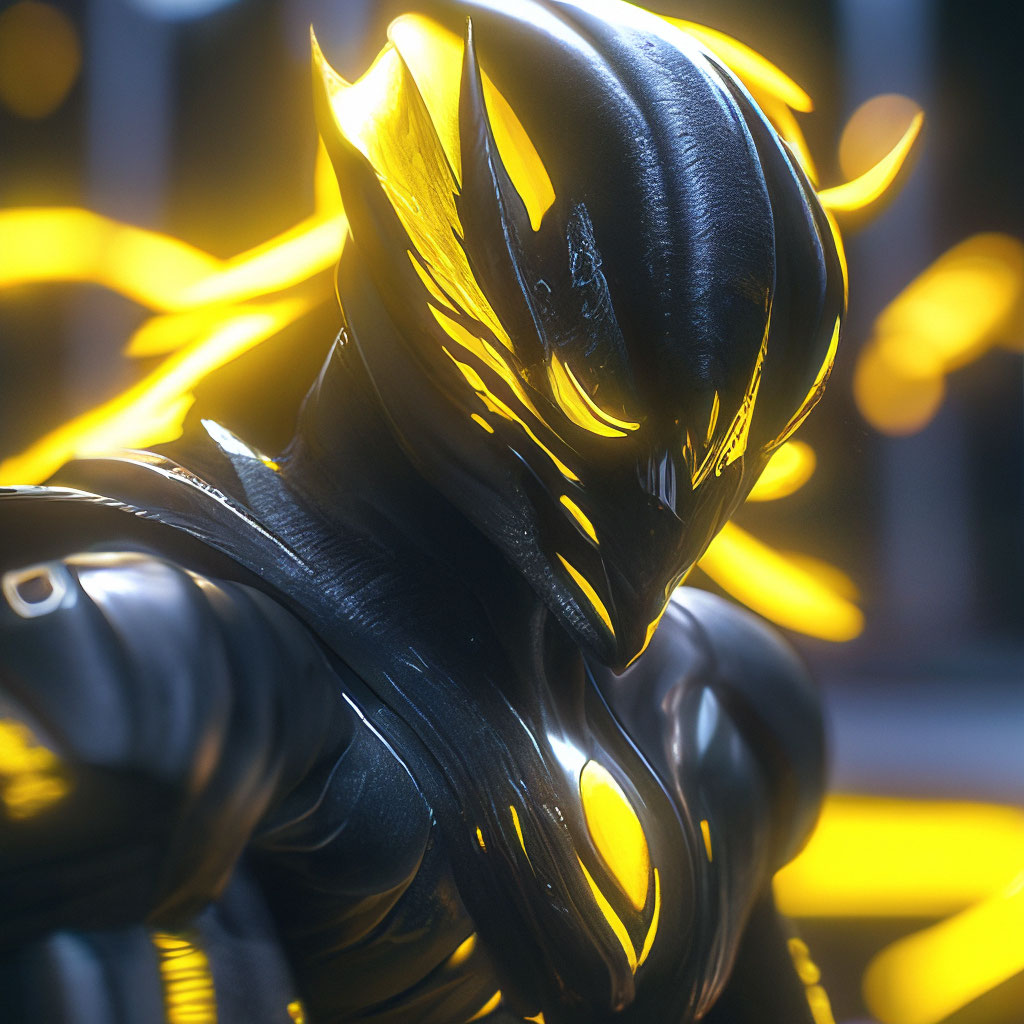"Majestic black cyclops, with a huge yellow luminous aura ...
