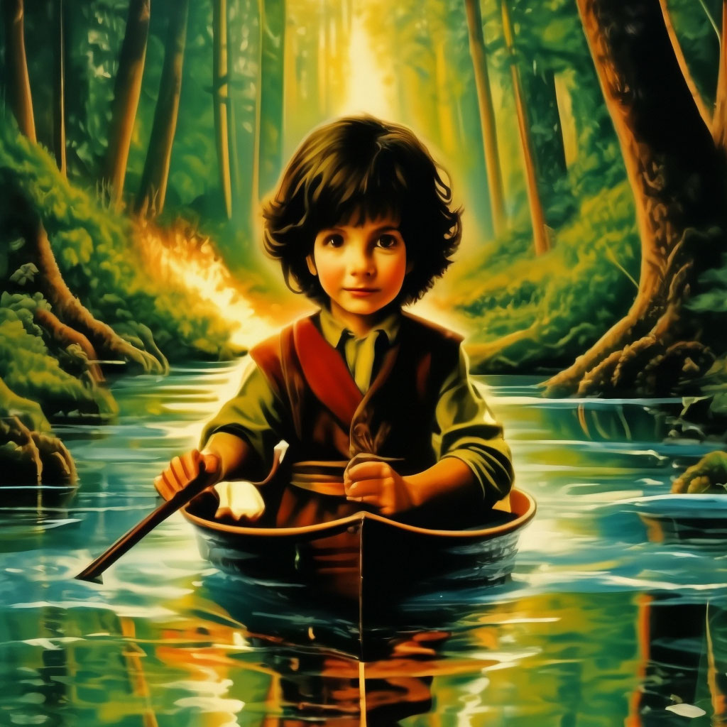 "Down the magic river" — image created in Shedevrum