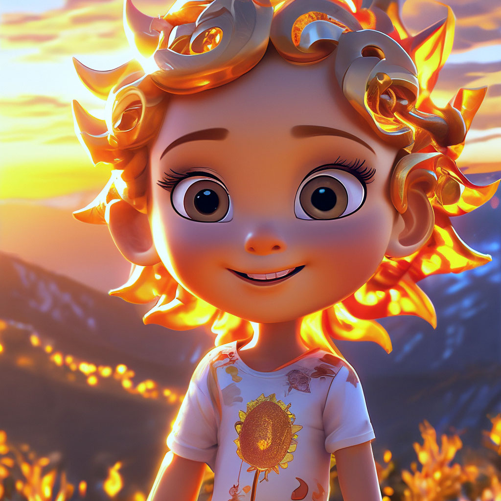 "Beautiful fabulous cartoon sun-boy …" — image created in Shedevrum