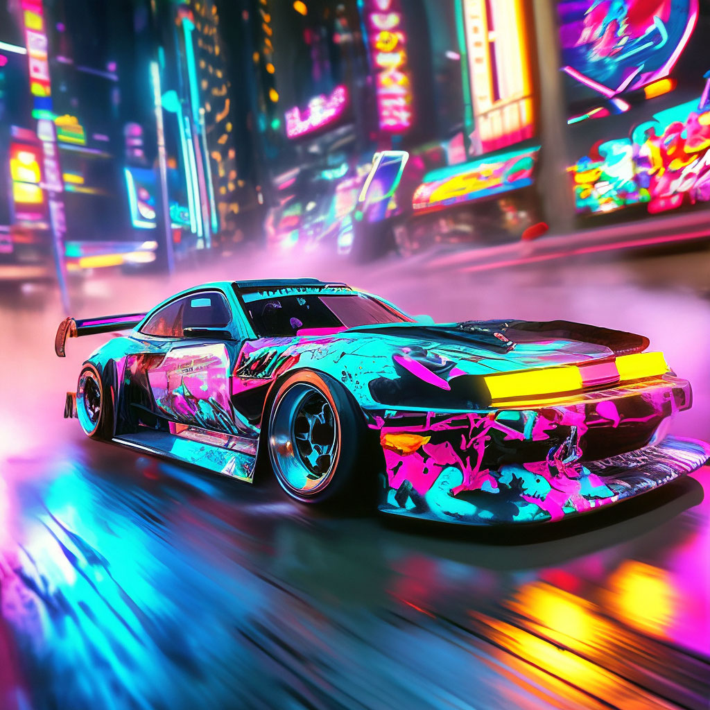 «Fictional beautiful drift car, …» — картинка создана в Шедевруме