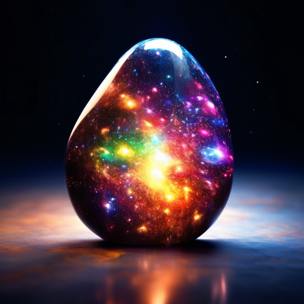 "A beautiful glowing stone with colorful galaxies inside" — image ...