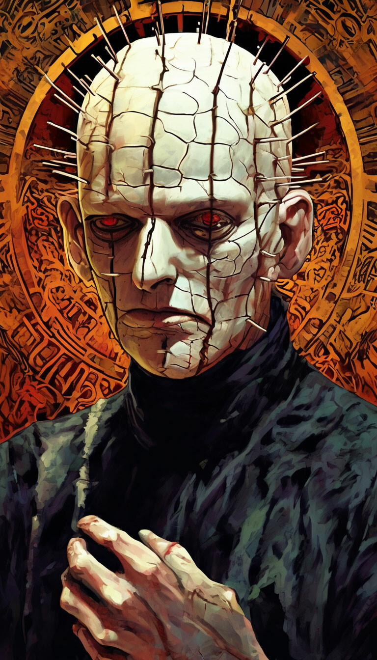 "Pinhead, art nouveau,finger print, removes skin from the face, punk ...