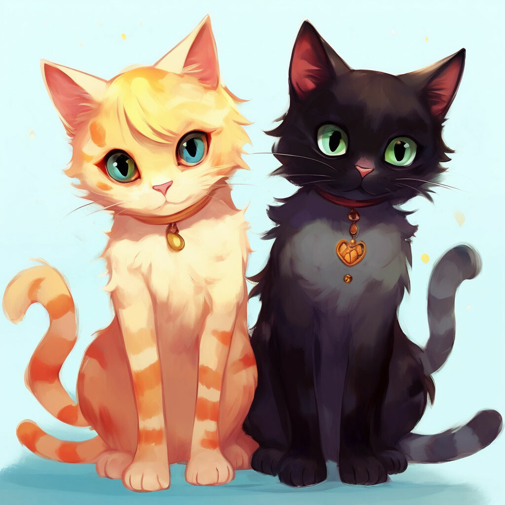 "Nami and Sanji in the form of cats" — image created in Shedevrum