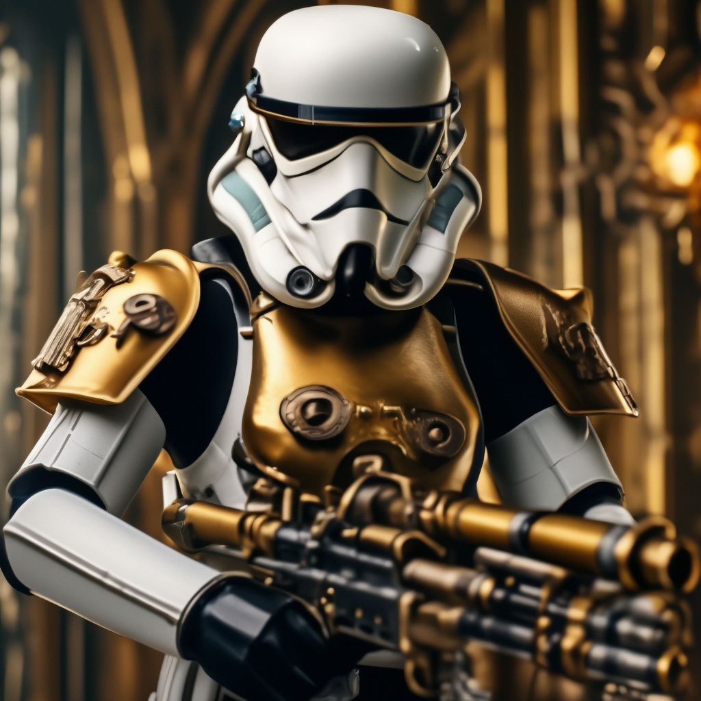 "Star Wars, steam punk style stormtroopers" — image created in Shedevrum
