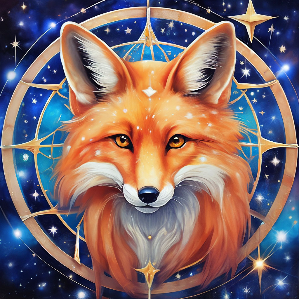 "Virgo fox, zodiac sign, stars, horoscope" — image created in Shedevrum