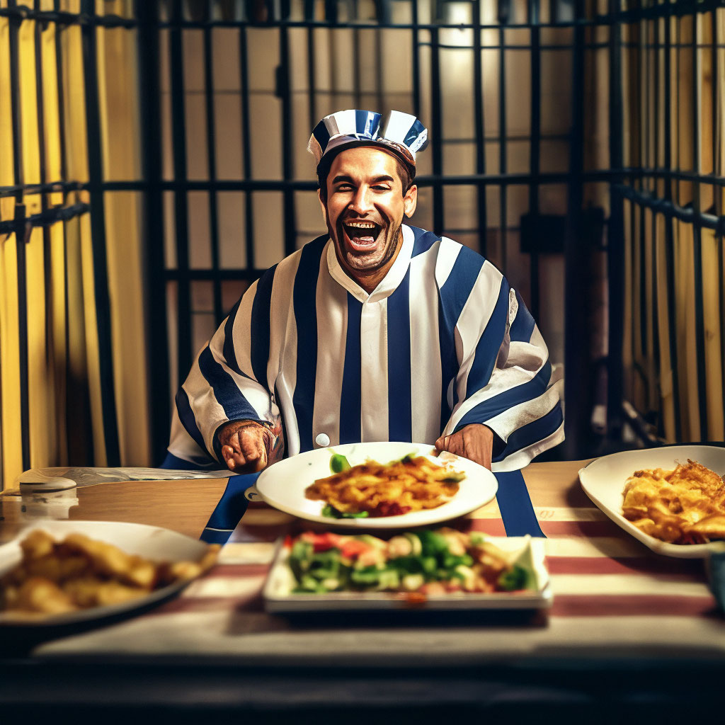 "Those who don't work eat. Funny jailer eats delicious food from the ...