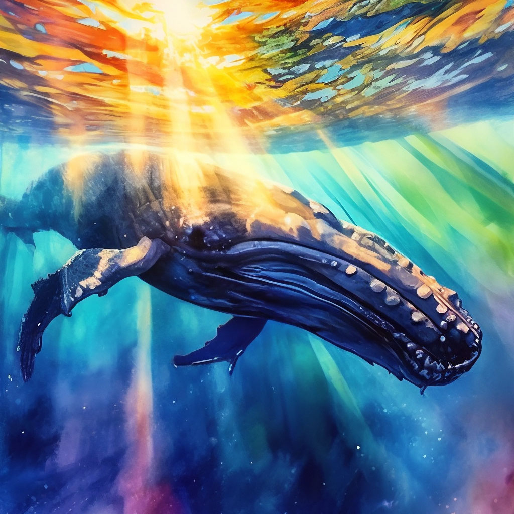 "The whale travels through the endless ocean, the rays of the sun pass ...