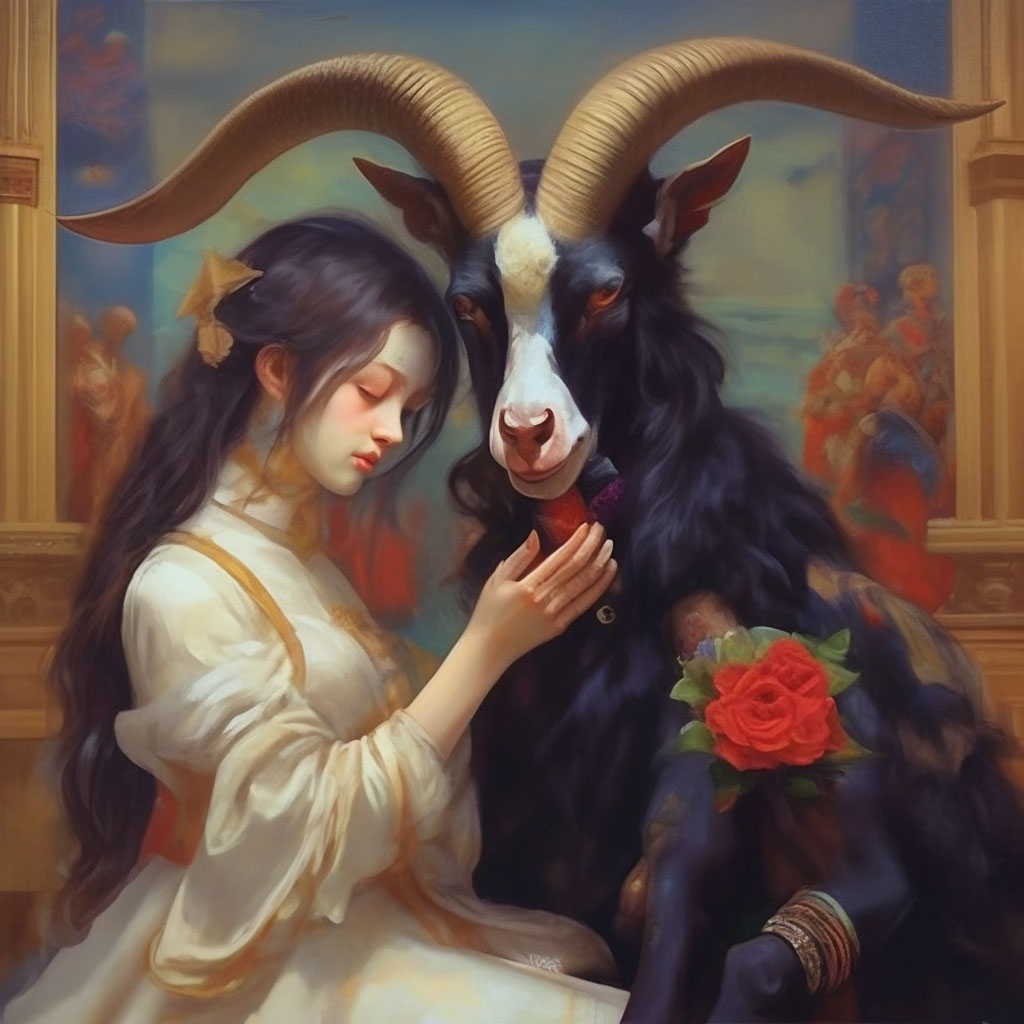 "The love of evil - you will love a goat 🤣🤣🤣" — image created in Shedevrum