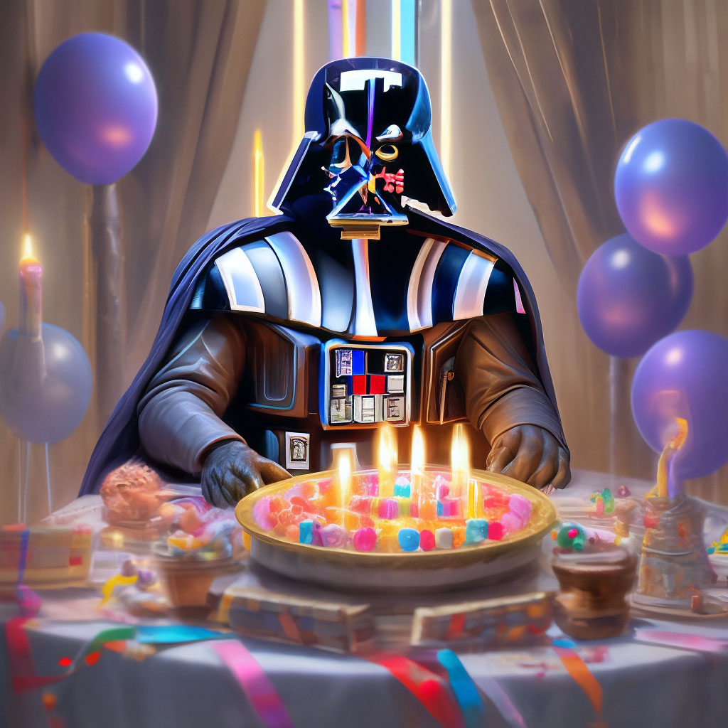 "Darth Vader celebrates his birthday" — image created in Shedevrum
