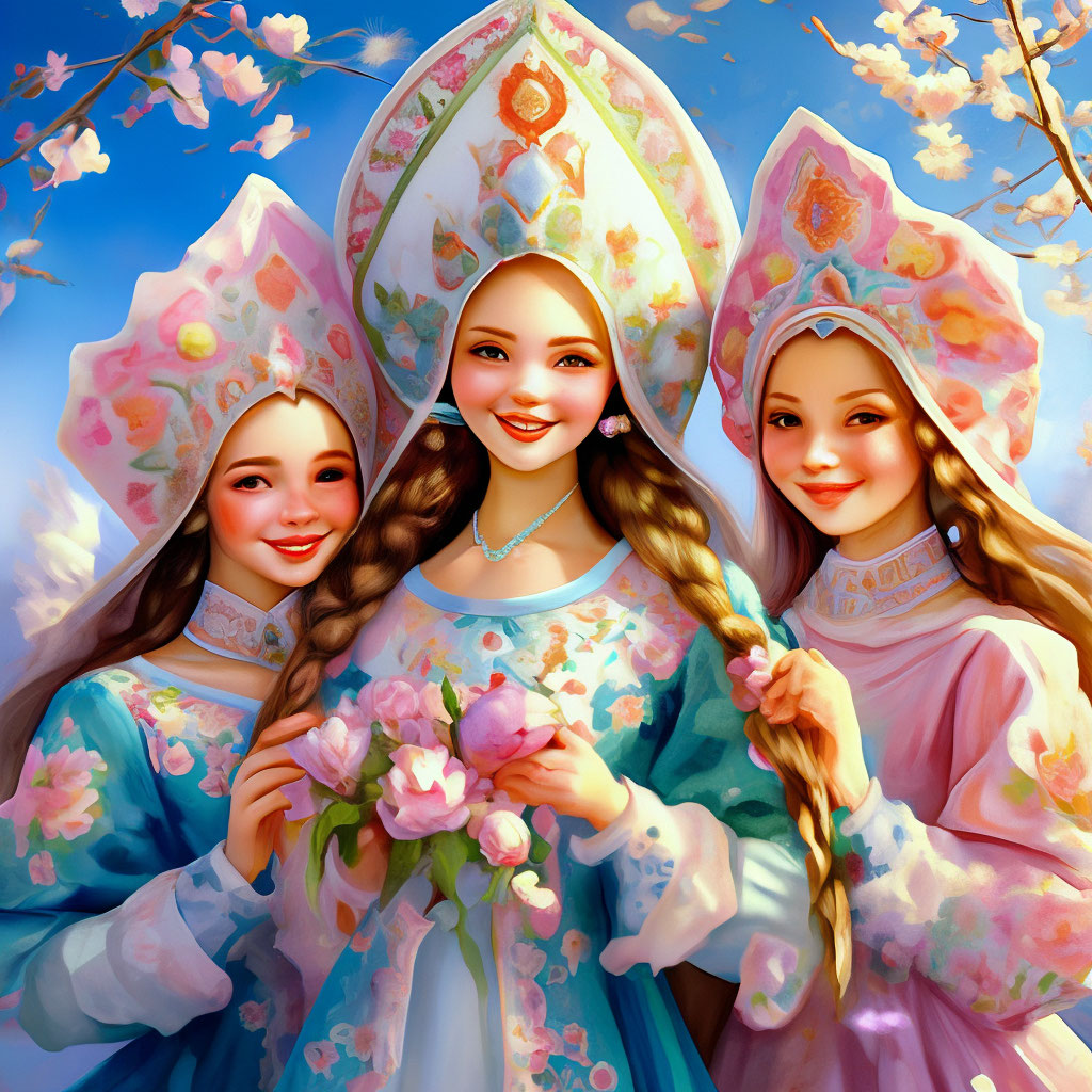 "Spring. Surrealism. Fancy Russian folk winter dress,kokoshnik ...