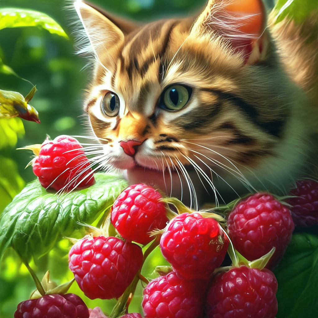 "🎁for the Mallard. A gorgeous cat plays with a bunch of ripe ...