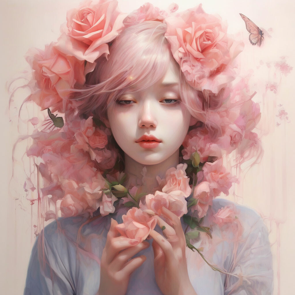 "🌸 the metamorphosis of a girl and a rose flower" — image created in ...