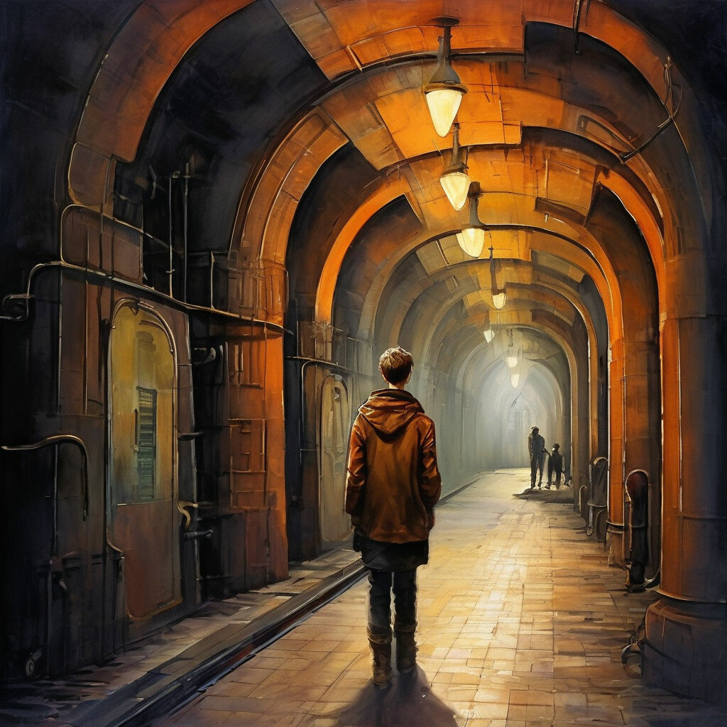 "Canvas, three-dimensional drawing in dry watercolor, steampunk ...