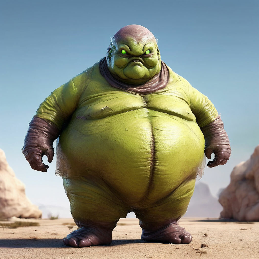"Mega fat alien walking" — image created in Shedevrum