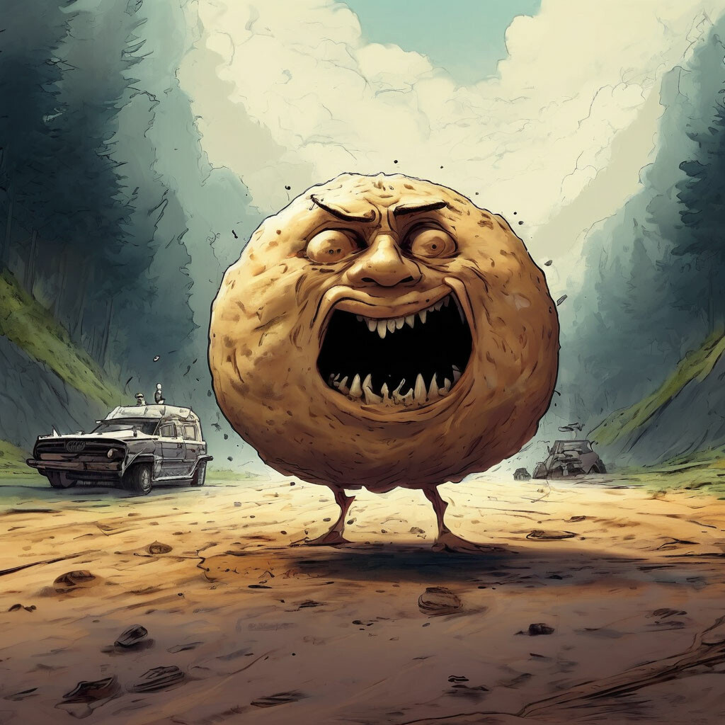 "Kolobok. The Road of Rage. baked …" — image created in Shedevrum