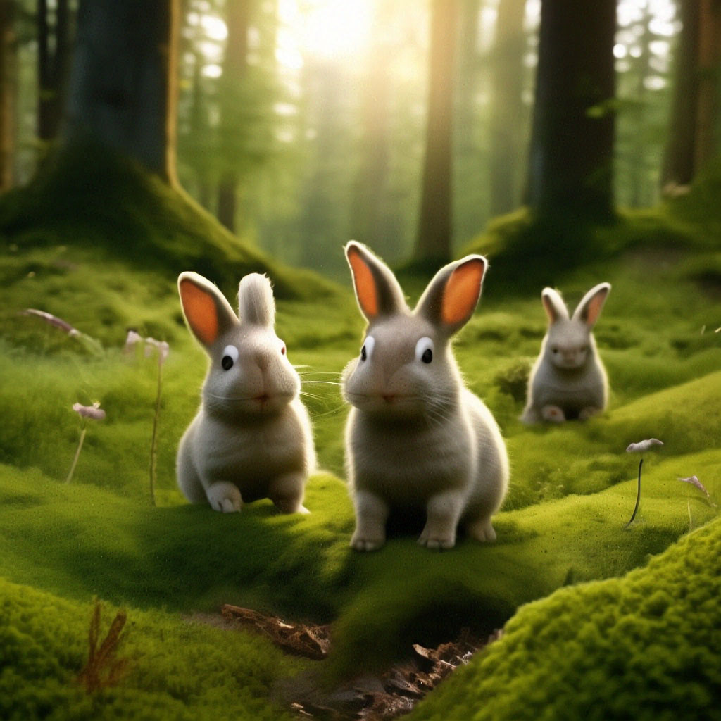 "Funny little rabbits in the fields of…" — image created in Shedevrum