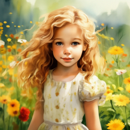 «Girl Goldilocks flower meadow children's watercolor ultra hd» — video ...