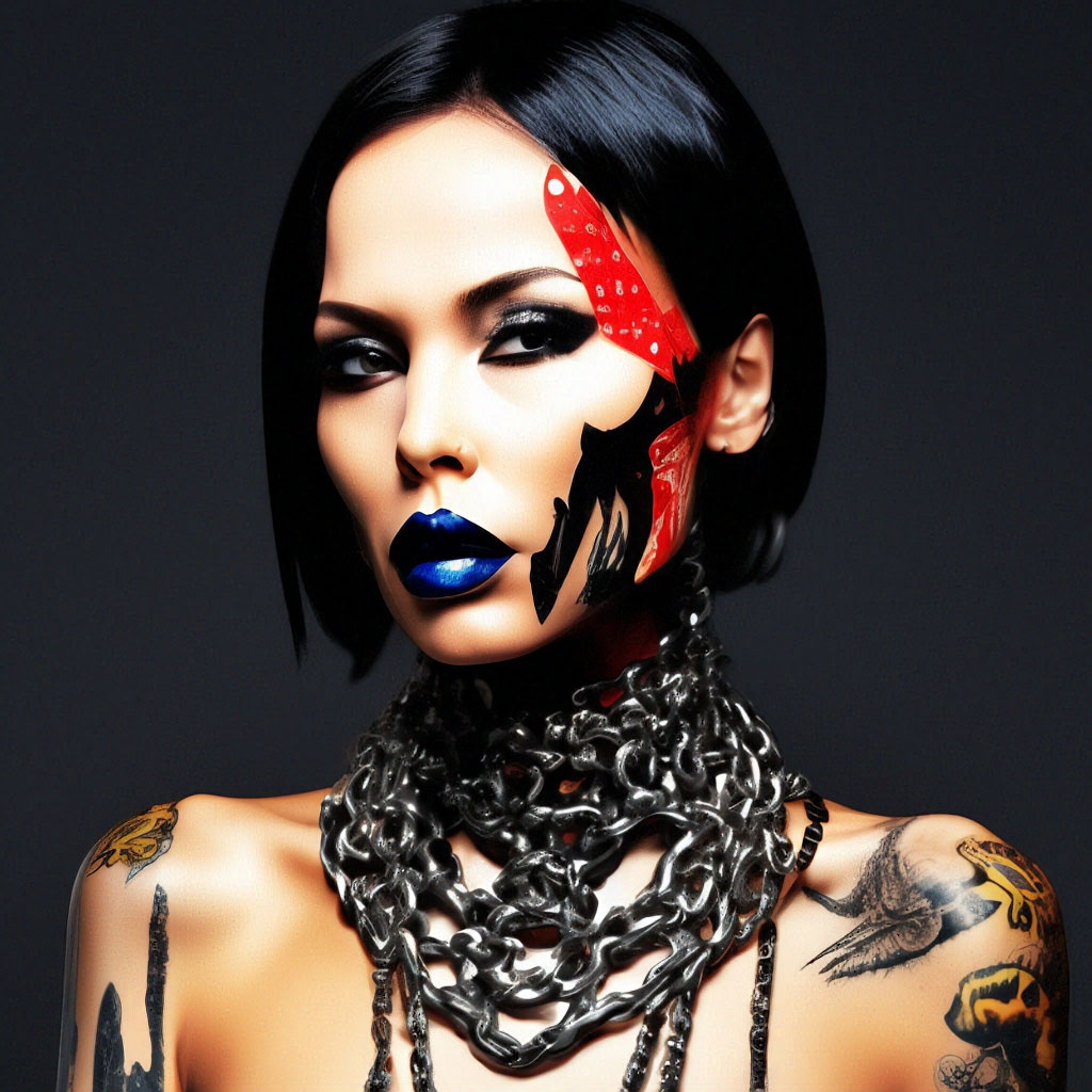"В полный design a for a Lexa Doig with colored lips on her head ...