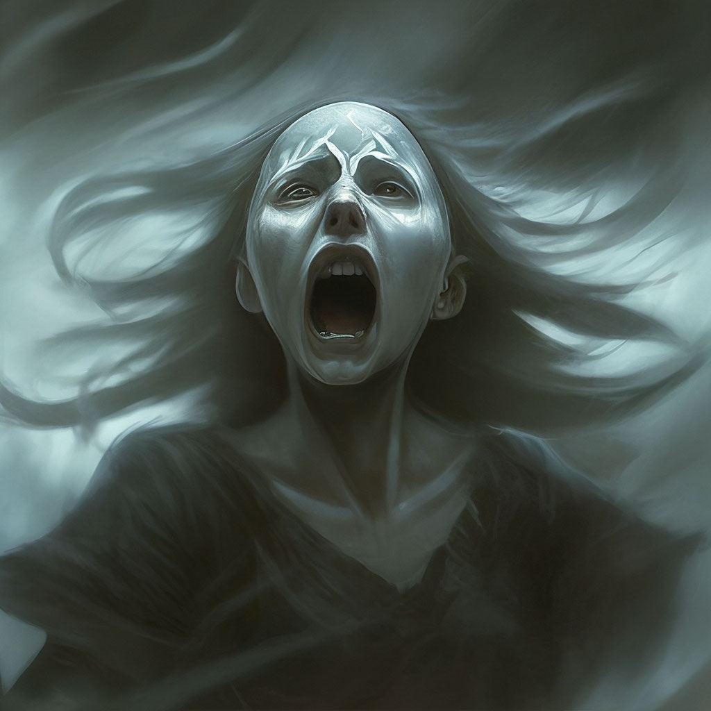 "A mute scream" — image created in Shedevrum
