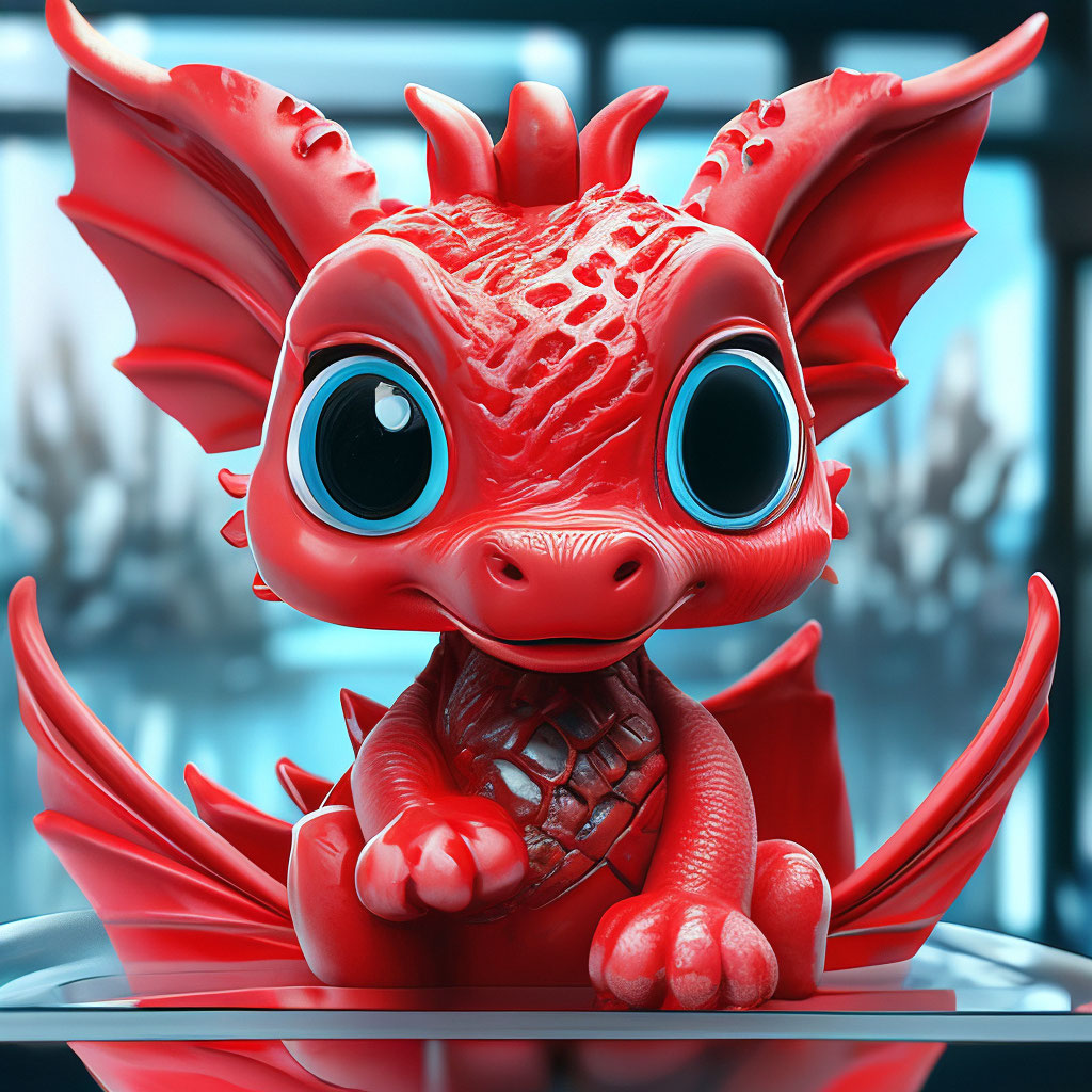 "Beautiful 3D digital art, murals, three-dimensional scarlet tiny cute ...