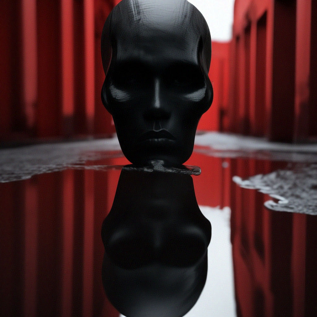 "Reflection red black horror" — image created in Shedevrum