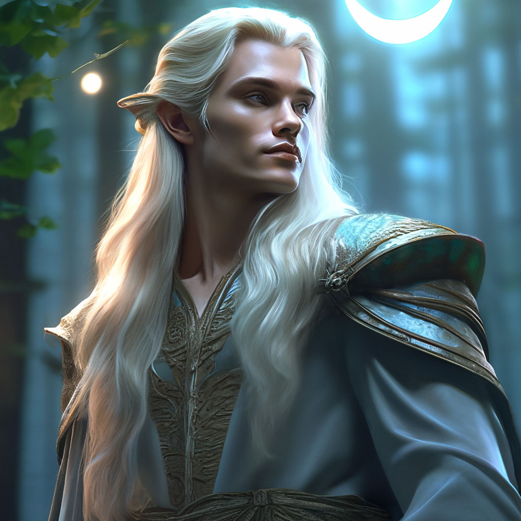 "The brooding elf handsome man, long blond hair, beautiful large ...