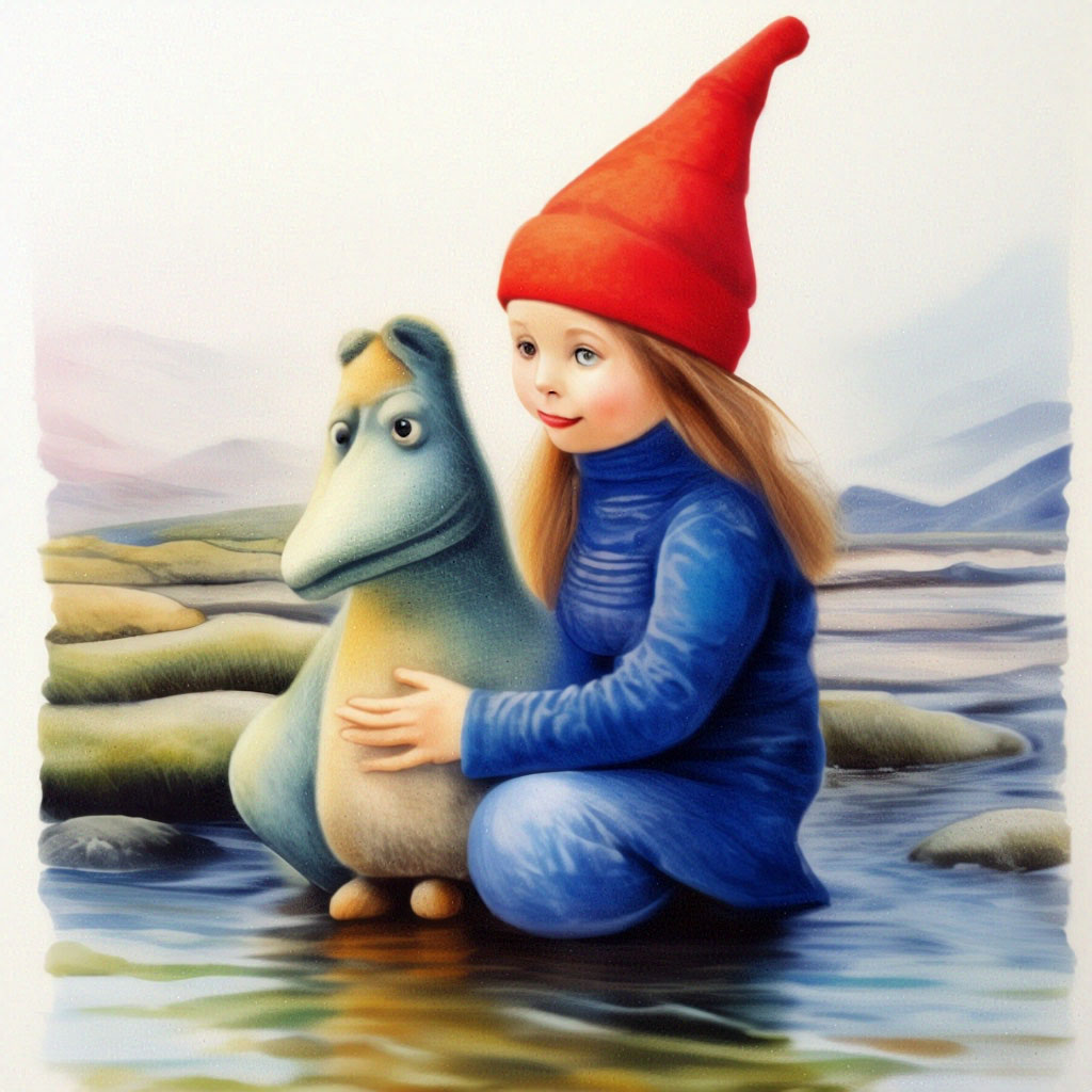 "Tove Jansson's Mummy troll drawing with colored pencils" — image ...