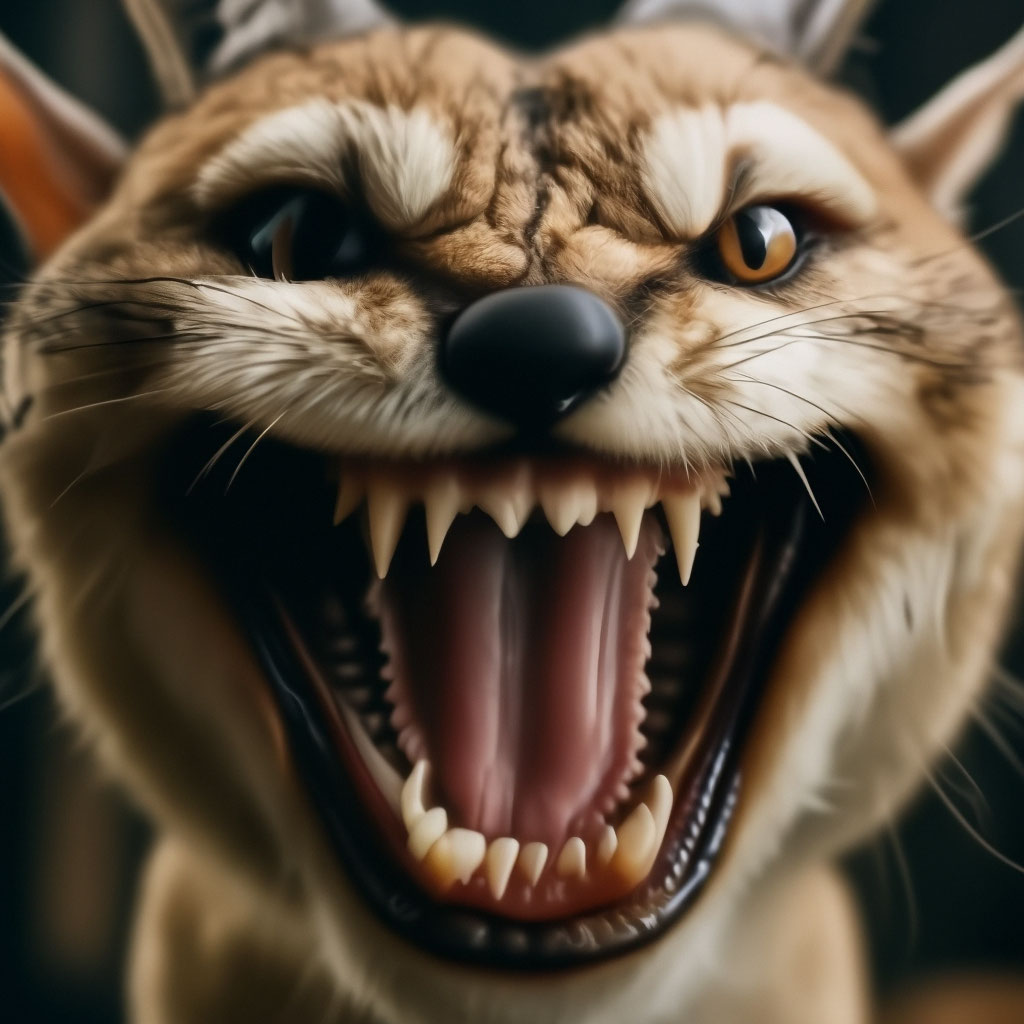 "A bun with big teeth in the grotesque style" — image created in Shedevrum