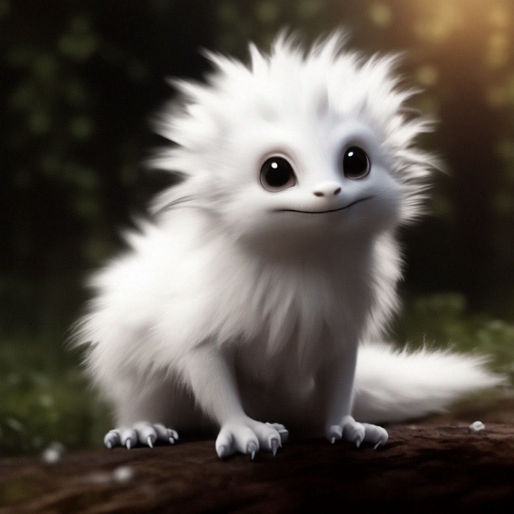 "A small white fluffy dragon" — image created in Shedevrum