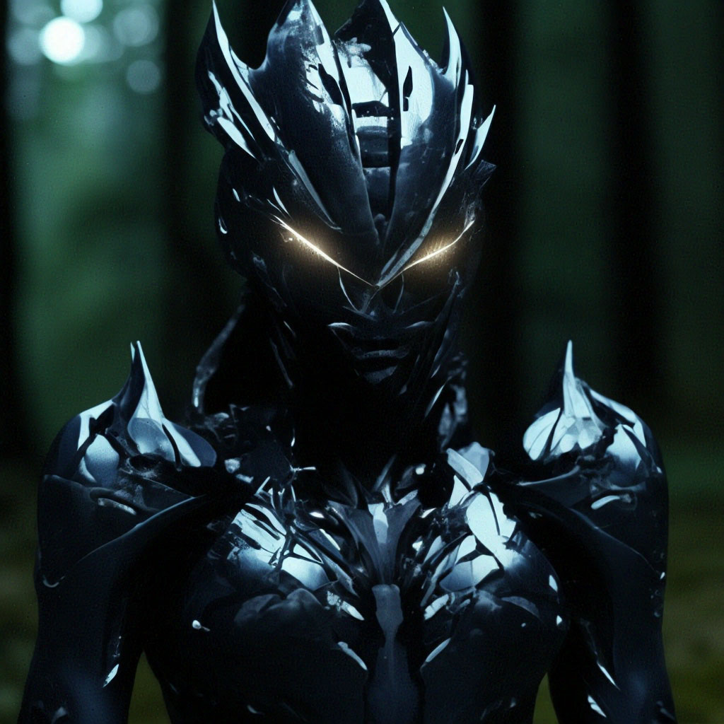 "Crystal Cyborg Daedra in the Night Forest, high-detail, Hyperrealism ...