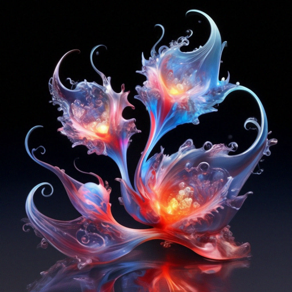 "Color melting sculpture, integral, buds flowers, march, fractal 1/128 ...