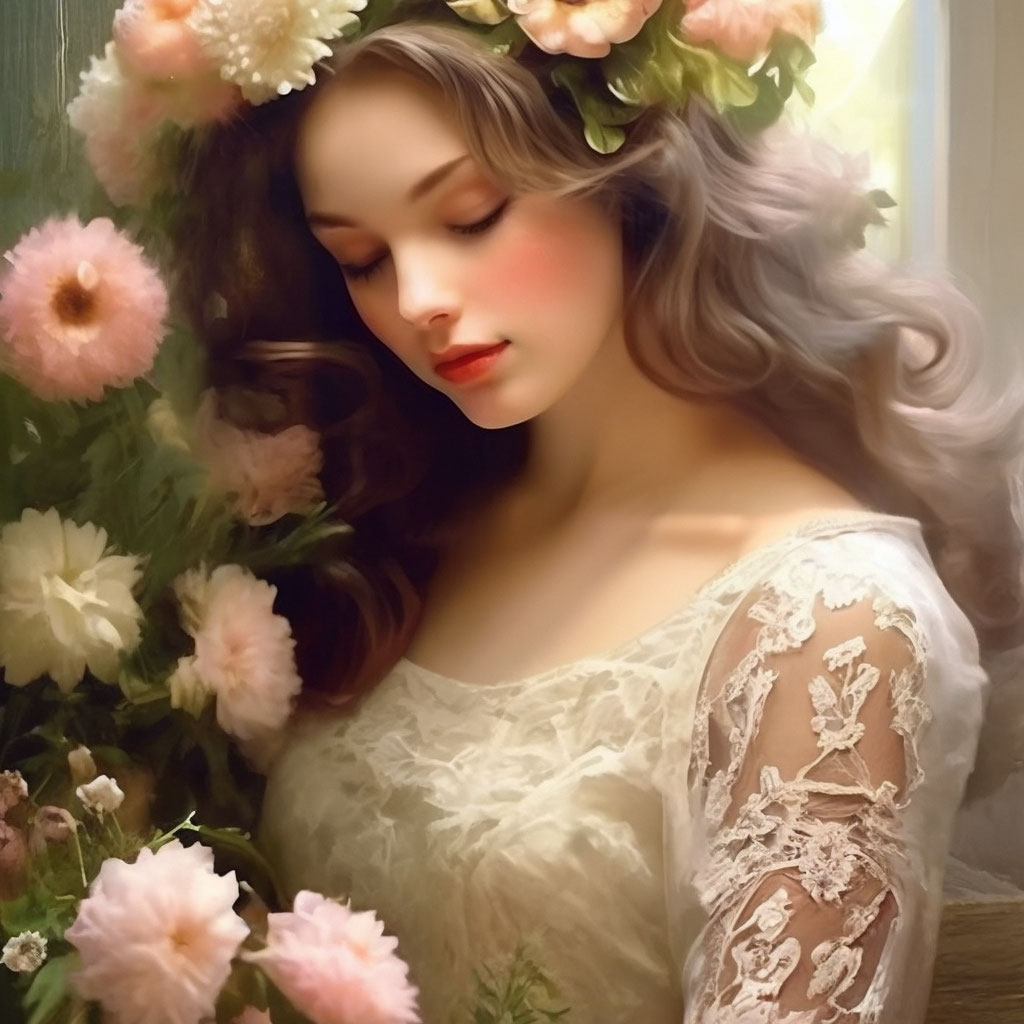 "Vintage style spring portrait, …" — image created in Shedevrum