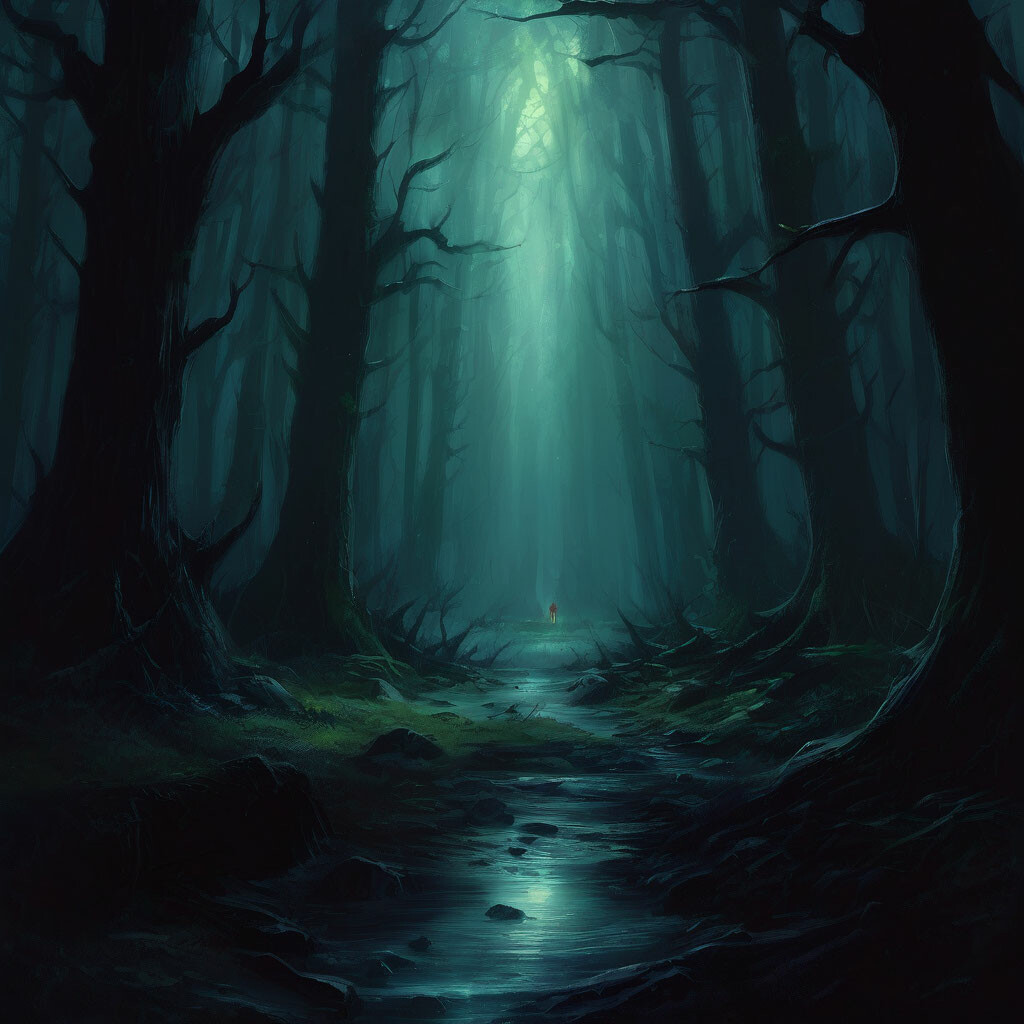 "Dark wow, forest" — image created in Shedevrum