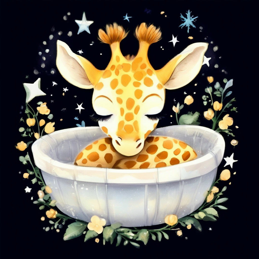 " ️ cute giraffe sleeping in a cradle, beautiful eyes, children's ...