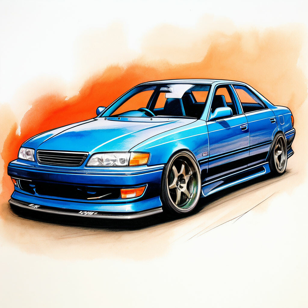 "Draw a Toyota Mark 2" — image created in Shedevrum