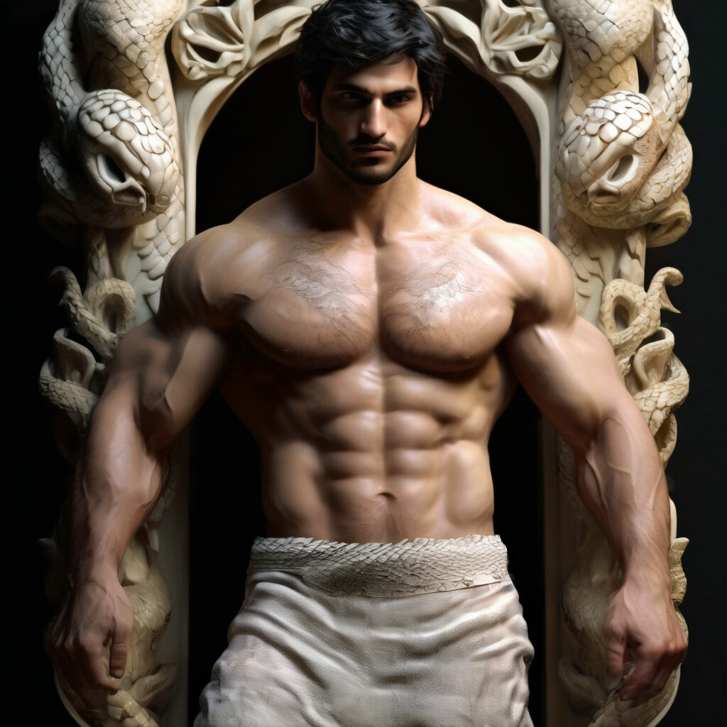 "A muscular, handsome Dagestani with a…" — image created in Shedevrum