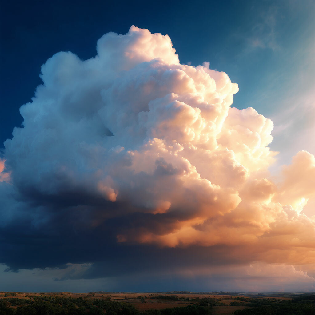 "Huge cumulonimbus cloud , aesthetically pleasing, beautiful, realistic ...