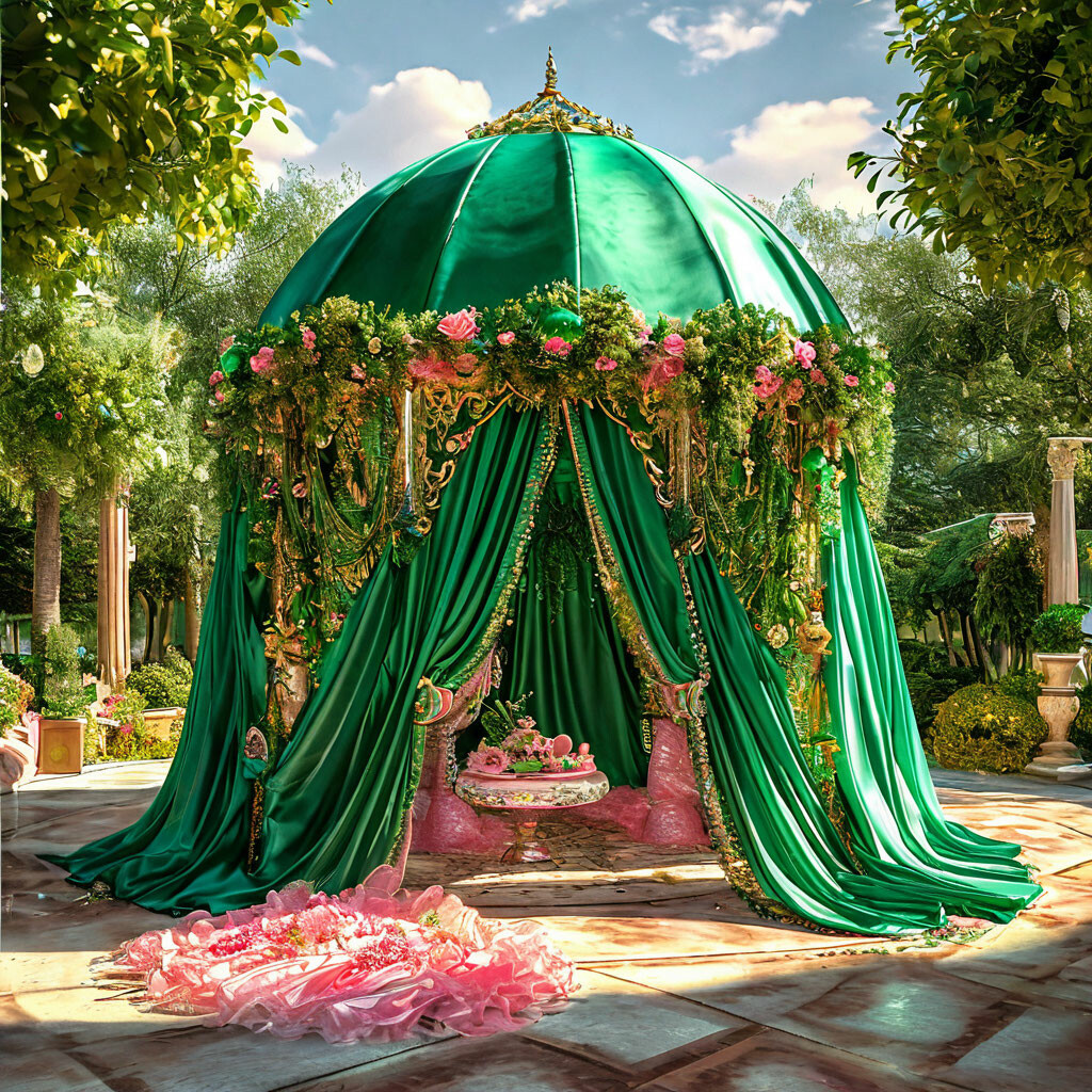 "Bright sun, round silk tent,dome is …" — image created in Shedevrum